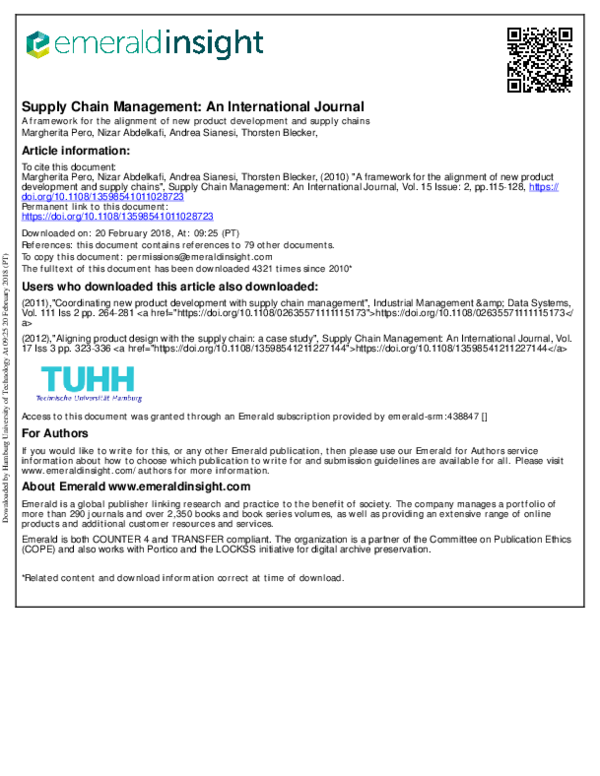 (PDF) Supply Chain Management : An International Journal A framework ...
