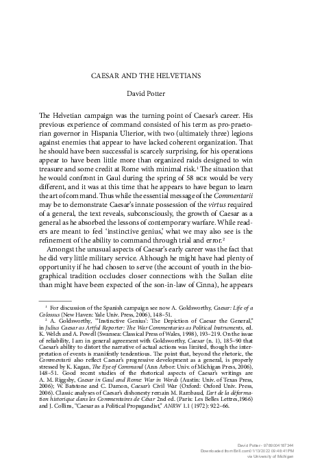 (PDF) CAESAR AND THE HELVETIANS