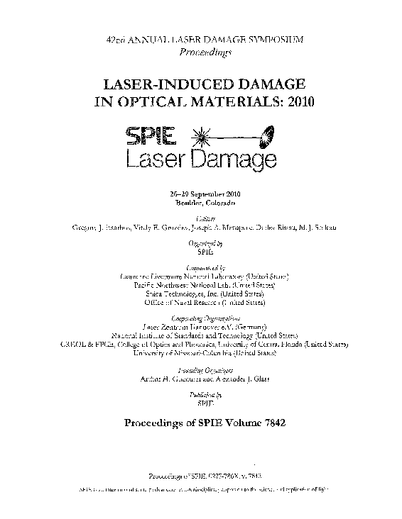 (PDF) Laser-Induced Damage in Optical Materials: 2010