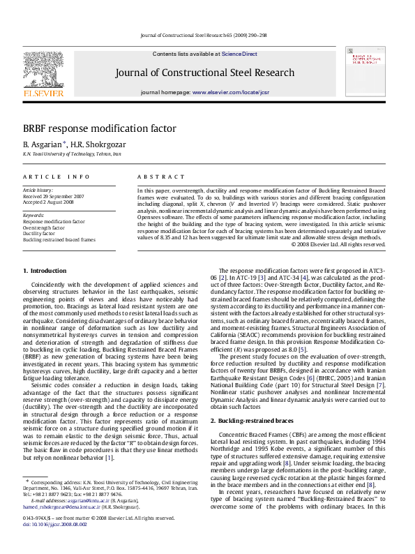 (PDF) BRBF response modification factor