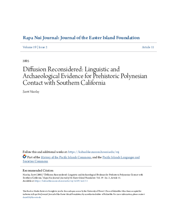 (PDF) Diffusion Reconsidered: Linguistic and Archaeological Evidence ...