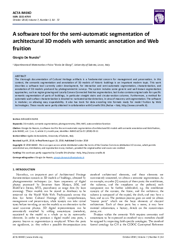 (PDF) A software tool for the semi-automatic segmentation of architectural 3D models with ...
