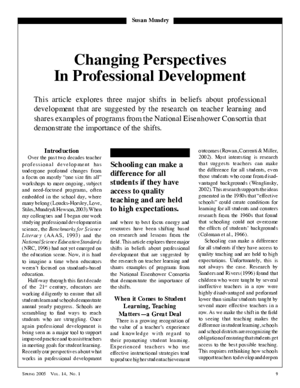 (PDF) Changing Perspectives In Professional Development