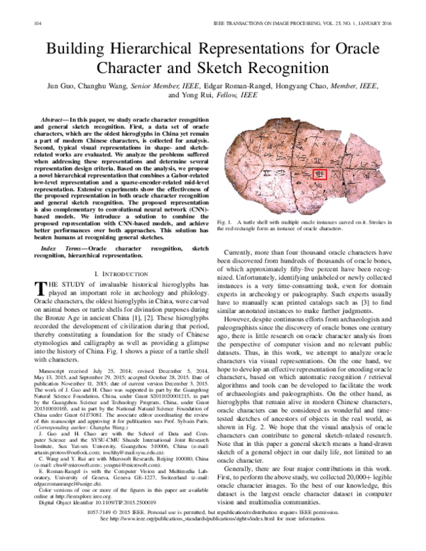 (PDF) Building Hierarchical Representations for Oracle Character and Sketch Recognition
