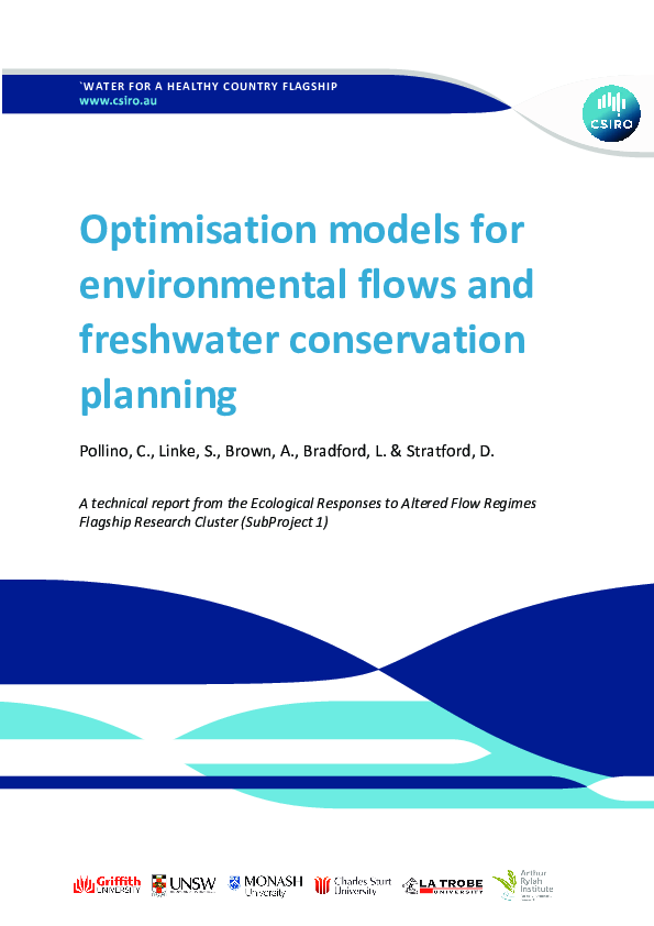(PDF) Optimisation models for environmental flows and freshwater ...