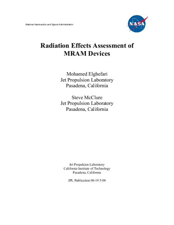 (PDF) Radiation effects assessment of MRAM devices