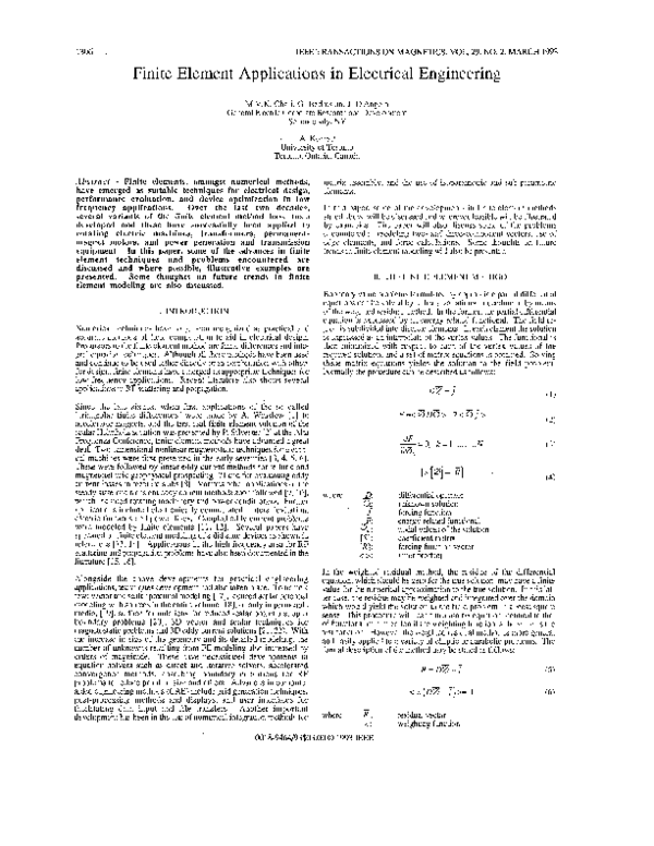 (PDF) Finite element applications in electrical engineering