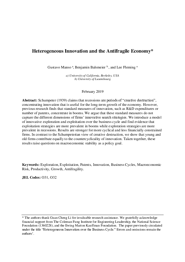 (PDF) Heterogeneous Innovation over the Business Cycle