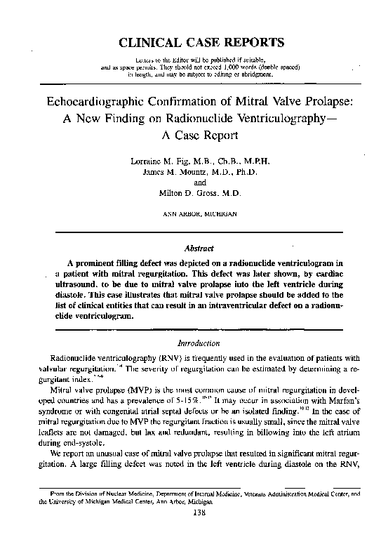 (PDF) Echocardiographic Confirmation of Mitral Valve Prolapse: A New ...