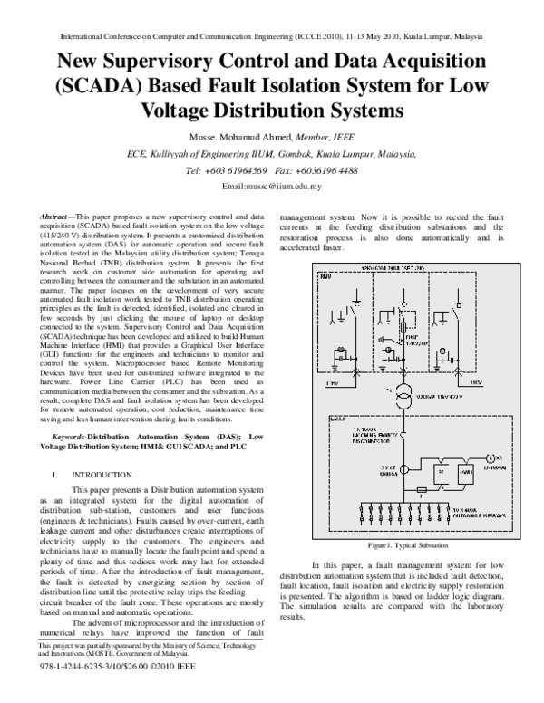(PDF) New Supervisory Control and Data Acquisition (SCADA) based fault isolation system for low ...