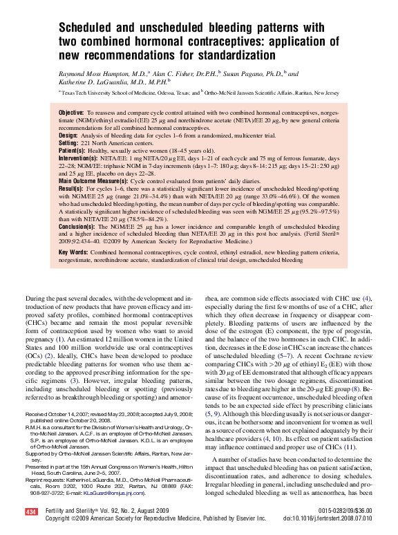 (PDF) Scheduled and unscheduled bleeding patterns with two combined ...