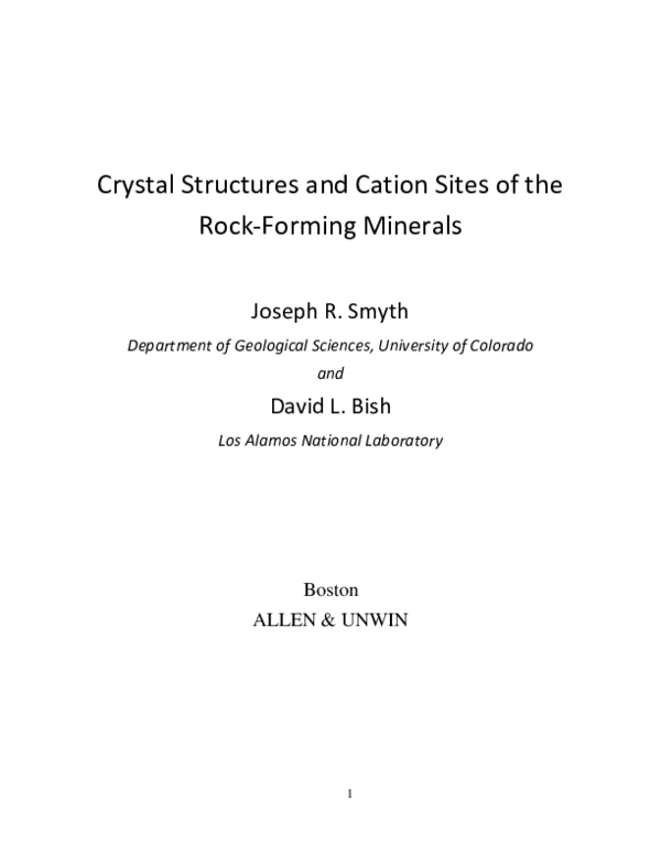 (PDF) Crystal Structures and Cation Sites of the Rock-Forming Minerals