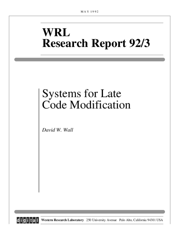 (PDF) Systems for late code modification