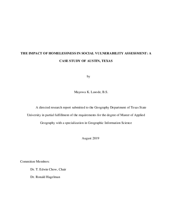 (PDF) The Impact of Homelessness in Social Vulnerability Assessment: A ...