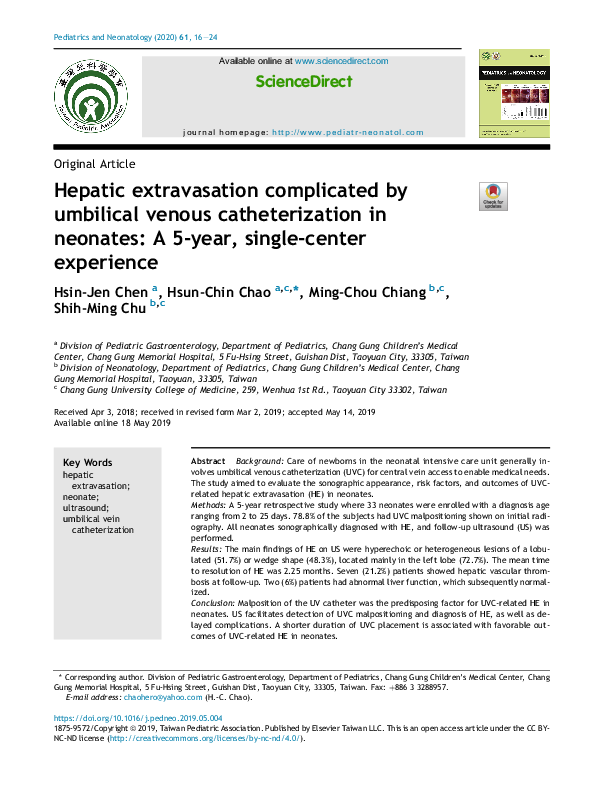 (PDF) Hepatic Extravasation Complicated by Umbilical Venous ...