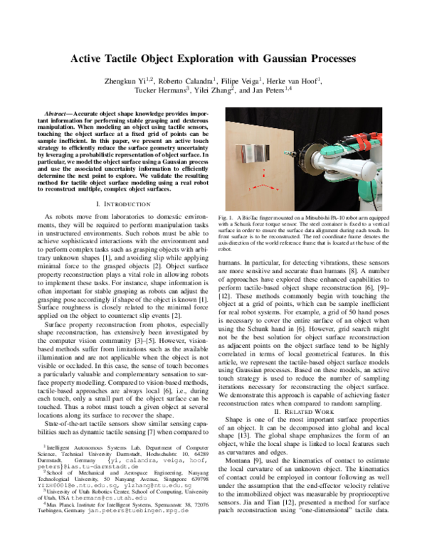 (PDF) Active tactile object exploration with Gaussian processes
