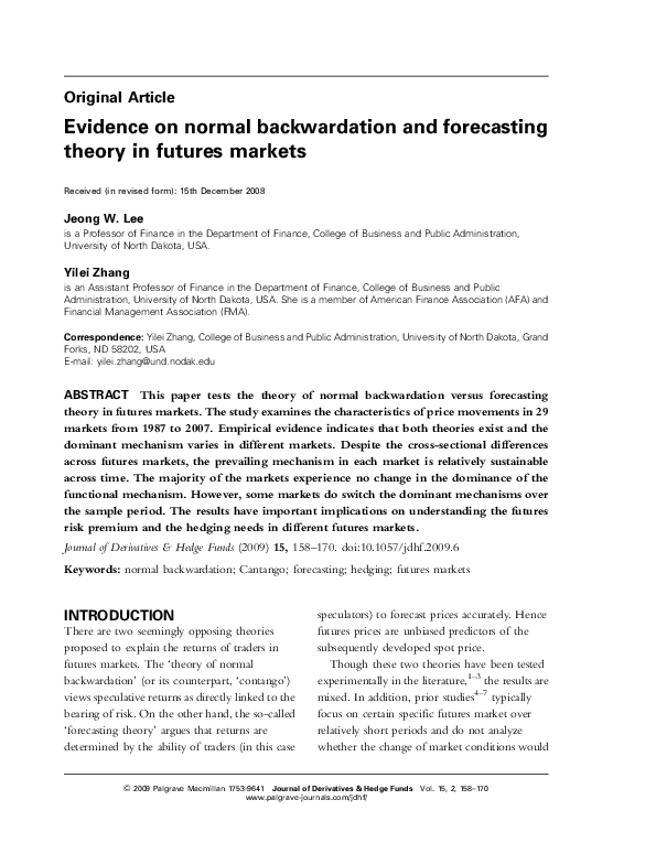 (PDF) Evidence on normal backwardation and forecasting theory in ...