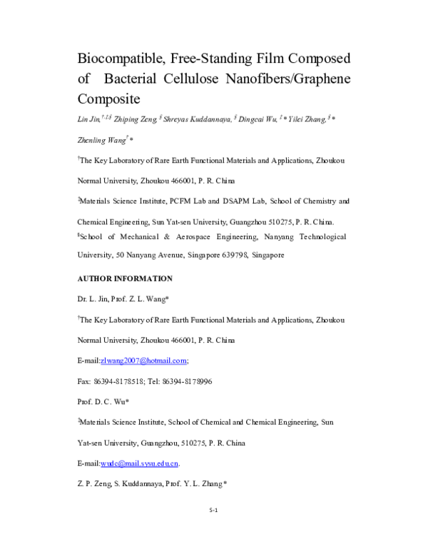 (PDF) Biocompatible, Free-Standing Film Composed of Bacterial Cellulose ...