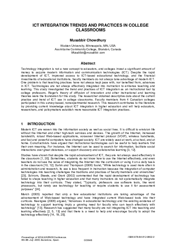 (PDF) Ict Integration Trends and Practices in College Classrooms