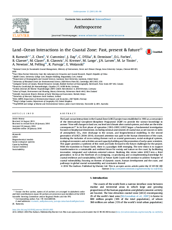 (PDF) Land–Ocean Interactions in the Coastal Zone: Past, present & future