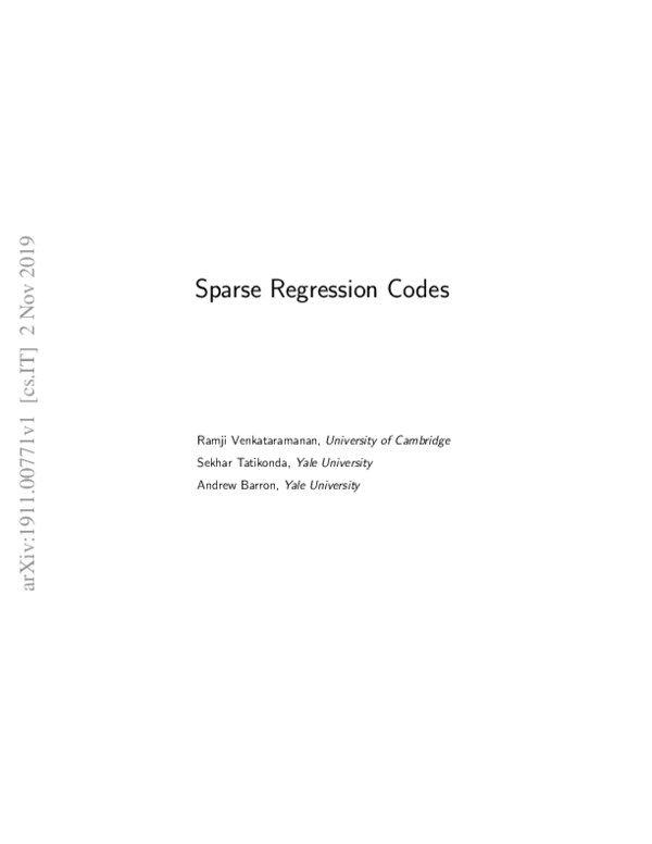 (PDF) Sparse Regression Codes