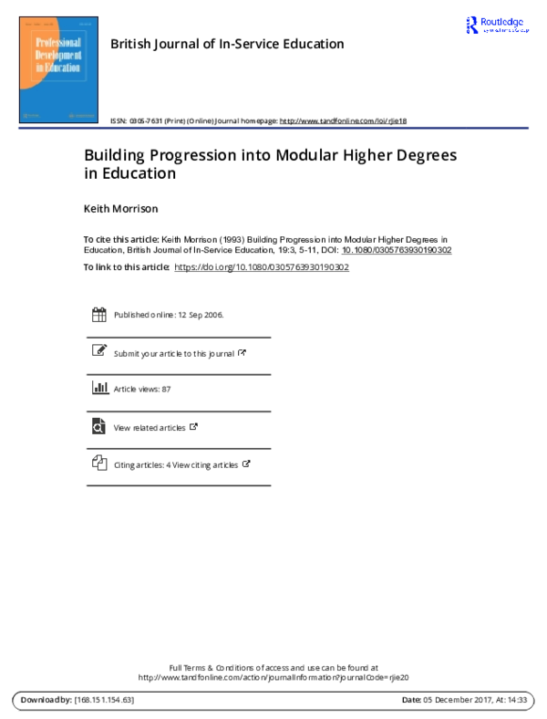 (PDF) Building Progression into Modular Higher Degrees in Education