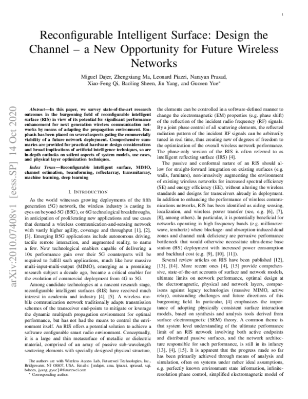 (PDF) Reconfigurable Intelligent Surface: Design the Channel - a New ...