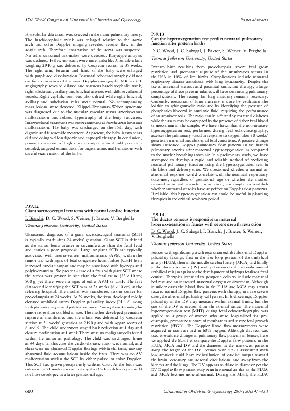(PDF) P39.14: The ductus venosus is responsive to maternal ...