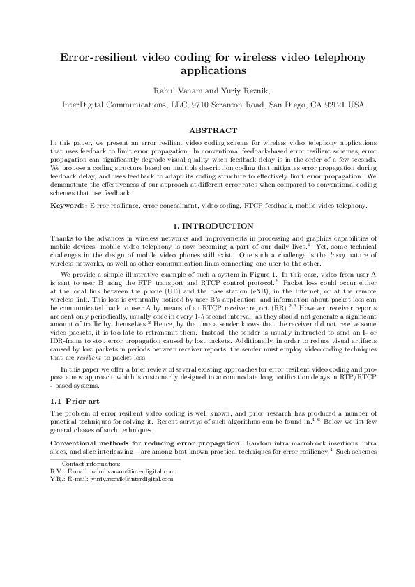 (PDF) Error-resilient video coding for wireless video telephony applications