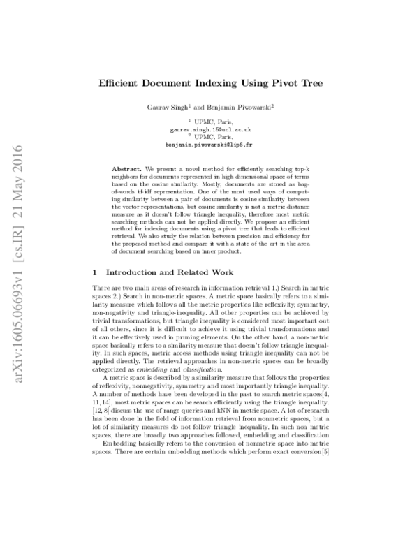 (PDF) Efficient Document Indexing Using Pivot Tree