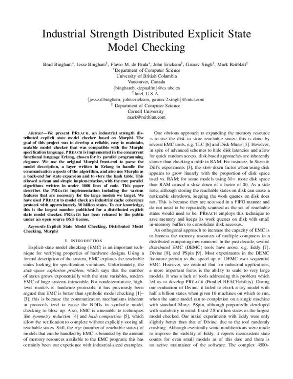 (PDF) Industrial Strength Distributed Explicit State Model Checking