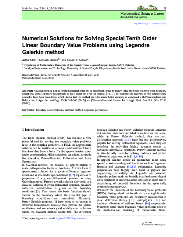 Pdf Numerical Solutions For Solving Special Tenth Order Linear Boundary Value Problems Using