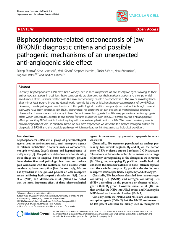 (PDF) Bisphosphonate-related osteonecrosis of jaw (BRONJ): diagnostic ...