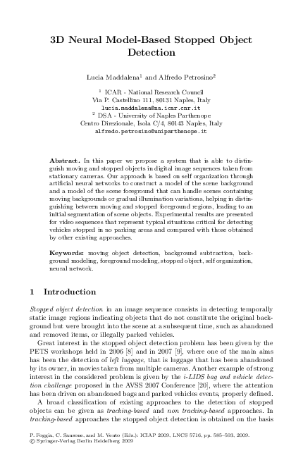 (PDF) 3D Neural Model-Based Stopped Object Detection