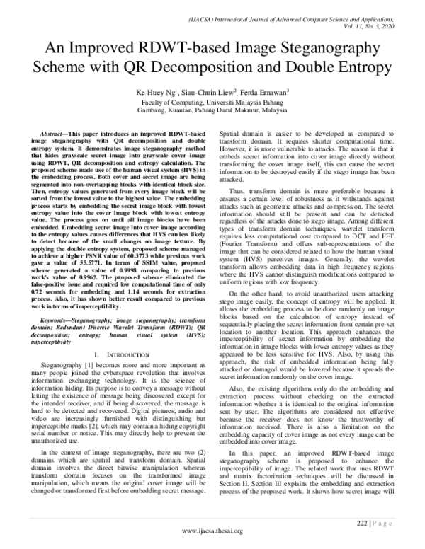 Pdf An Improved Rdwt Based Image Steganography Scheme With Qr