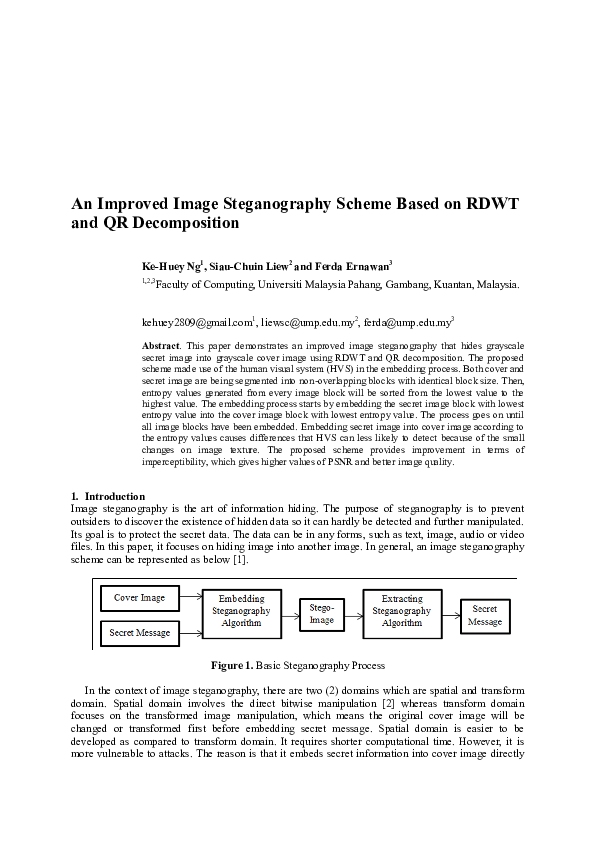 Pdf An Improved Image Steganography Scheme Based On Rdwt And Qr