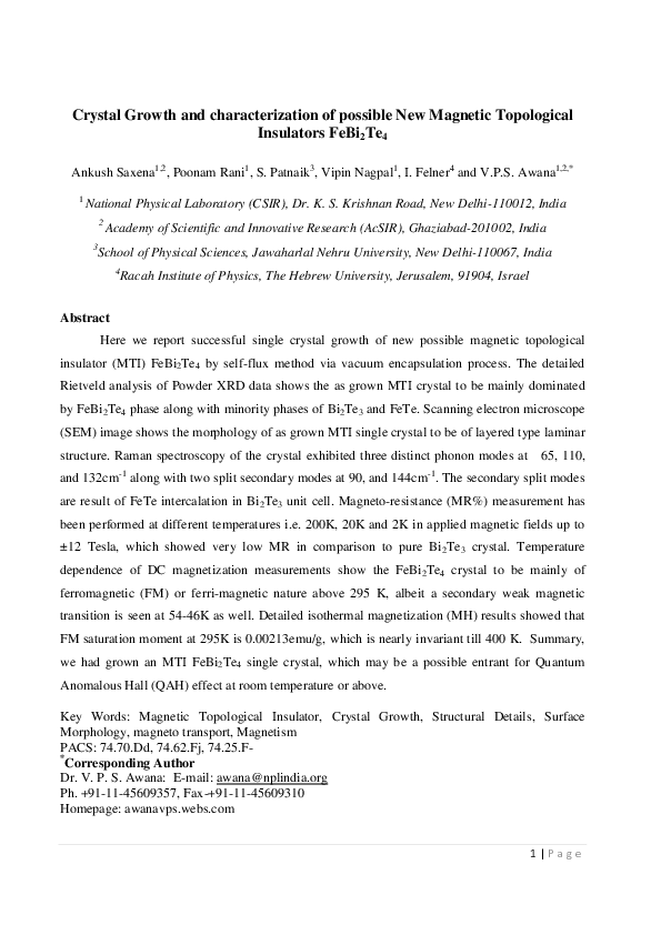 (PDF) Crystal Growth and Characterization of Possible New Magnetic ...