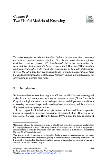 (PDF) Two Useful Models of Knowing