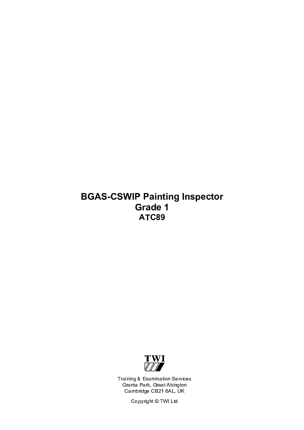 (PDF) BGAS-CSWIP Painting Inspector Grade 1 ATC89