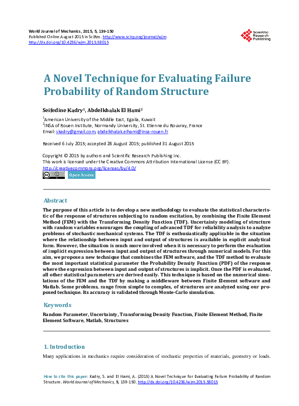 (PDF) A Novel Technique for Evaluating Failure Probability of Random ...