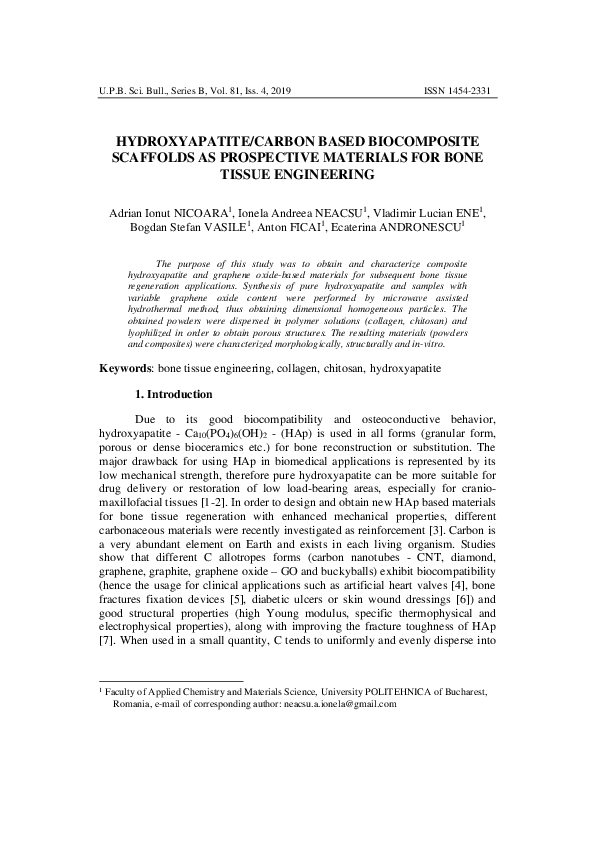 (PDF) Hydroxyapatite/Carbon Based Biocomposite Scaffolds as Prospective Materials for Bone ...