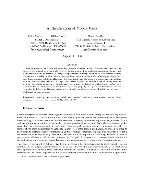 Pdf Authentication Of Mobile Users