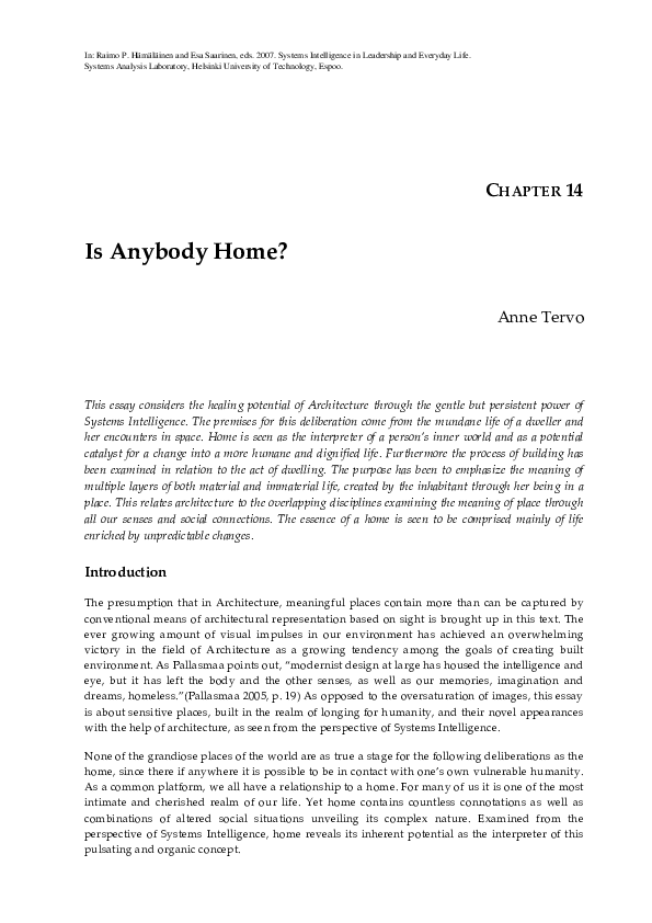(PDF) Is Anybody Home