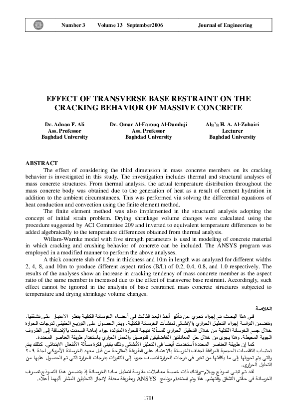 (PDF) Effect of Transverse Base Restraint on the Cracking Behavior of ...