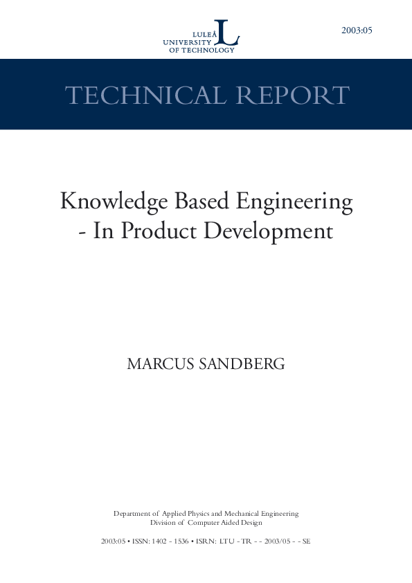 (PDF) Knowledge Based Engineering - In Product Development