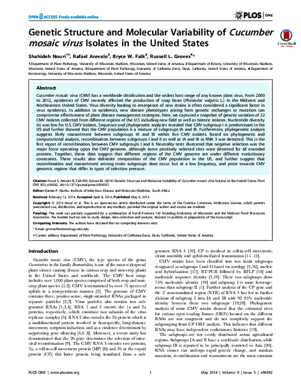 (PDF) Genetic structure and molecular variability of potato virus M