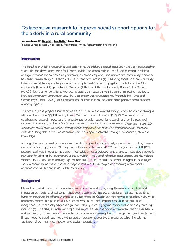 (PDF) Enhancing Elderly Social Support in Rural Areas