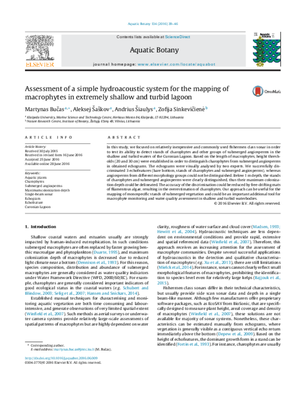 (PDF) Assessment of a simple hydroacoustic system for the mapping of ...