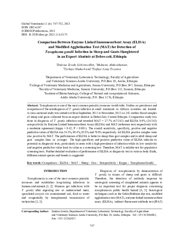 (PDF) Comparison Between Enzyme Linked Immunosorbent Assay (ELISA) and ...