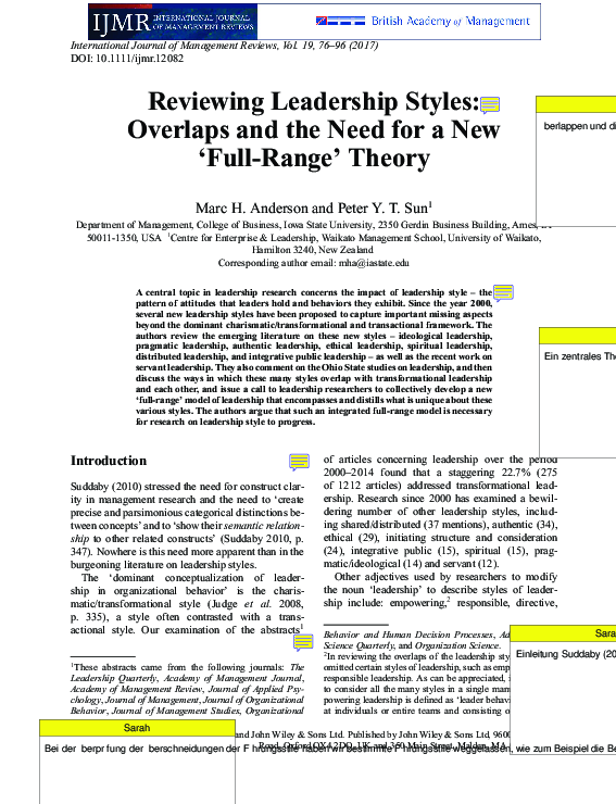 (PDF) Reviewing Leadership Styles: Overlaps and the Need for a New ...